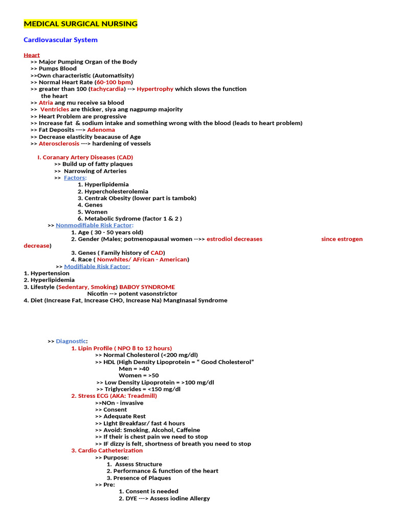 Cardiovascular Nursing: Key Concepts & Care | PDF | Heart | Heart Failure