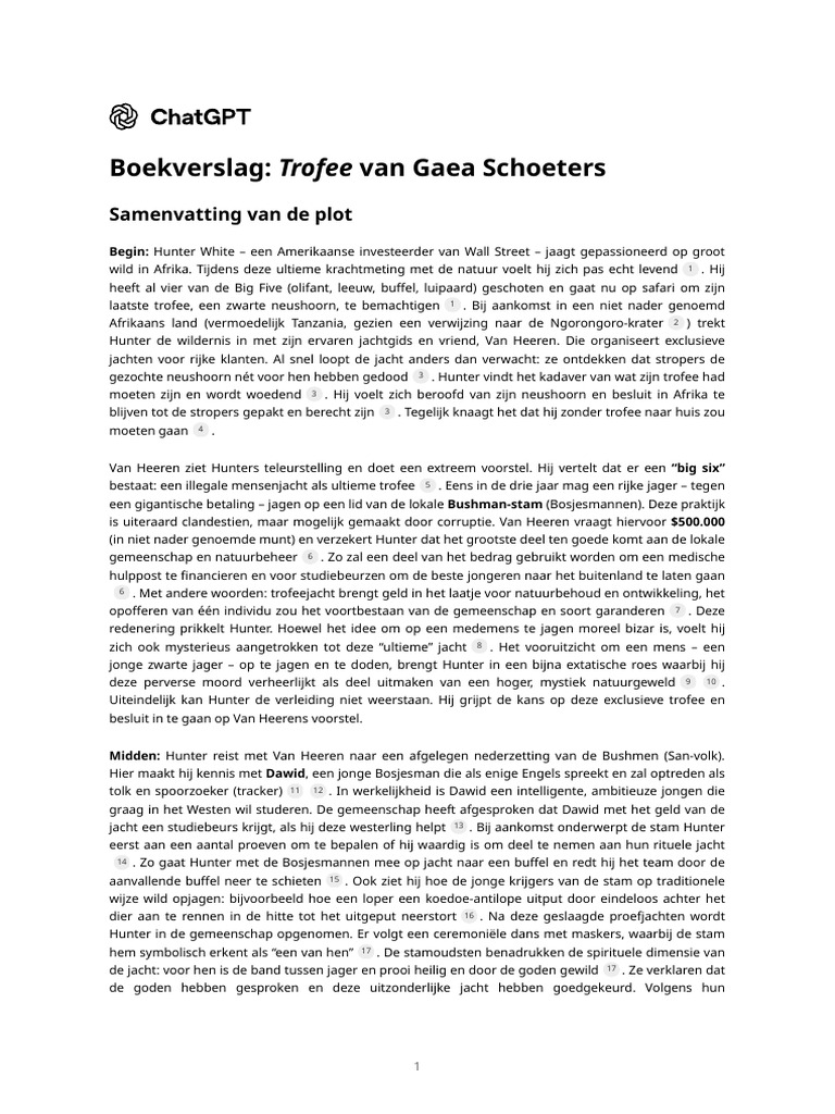 Boekverslag - Trofee Van Gaea Schoeters | PDF
