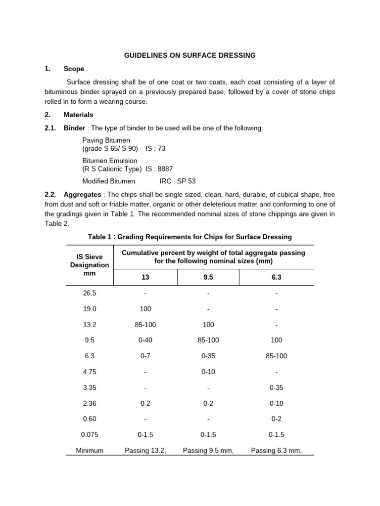 Surface Dressing Guidelines and Materials | PDF | Secondary Sector Of ...