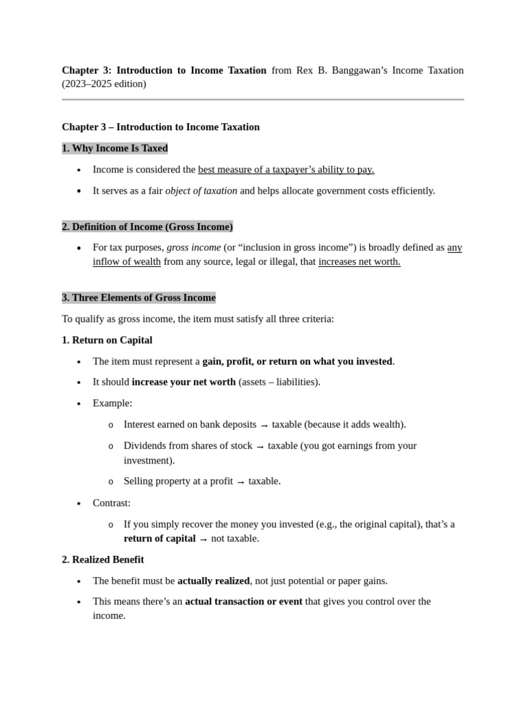 Understanding Income Taxation Basics | PDF | Gross Income | Taxes