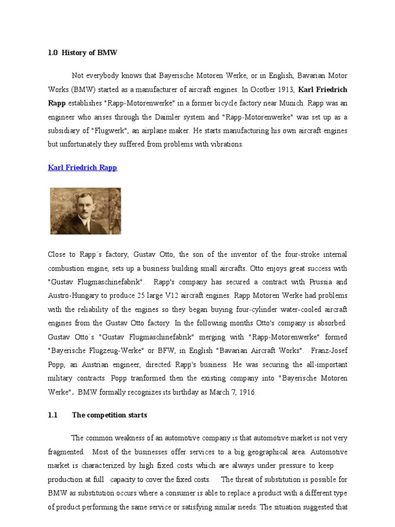 1.0 History of BMW: Karl Friedrich Rapp | PDF