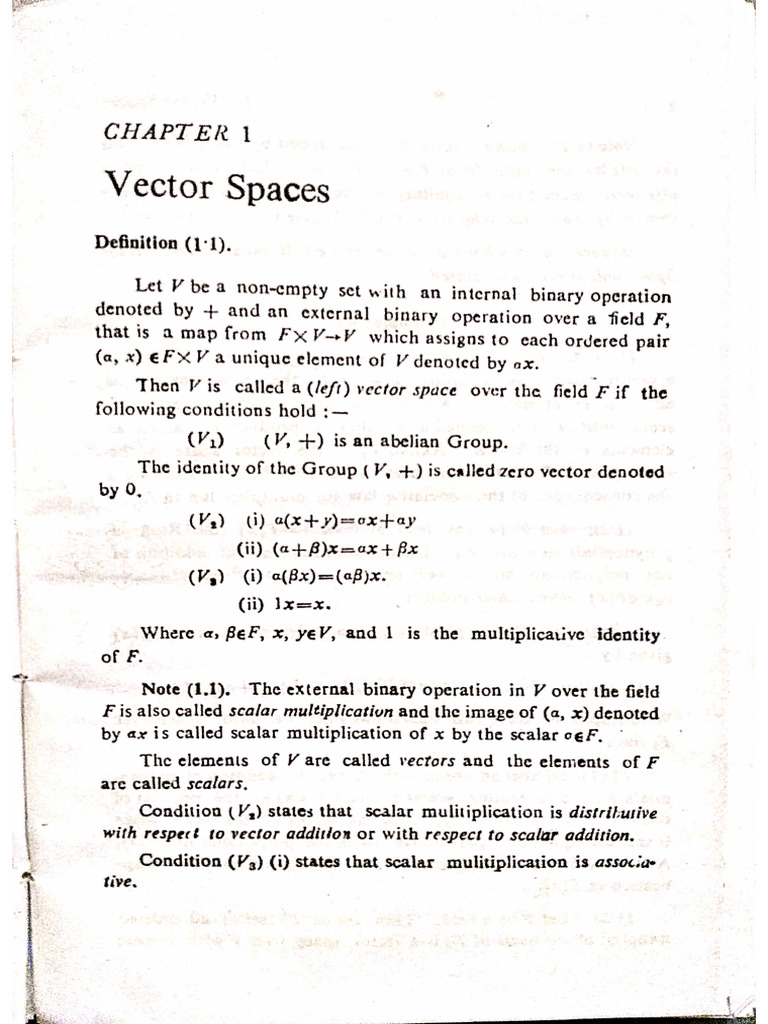 Vector Space Book N N Bhattacharya | PDF