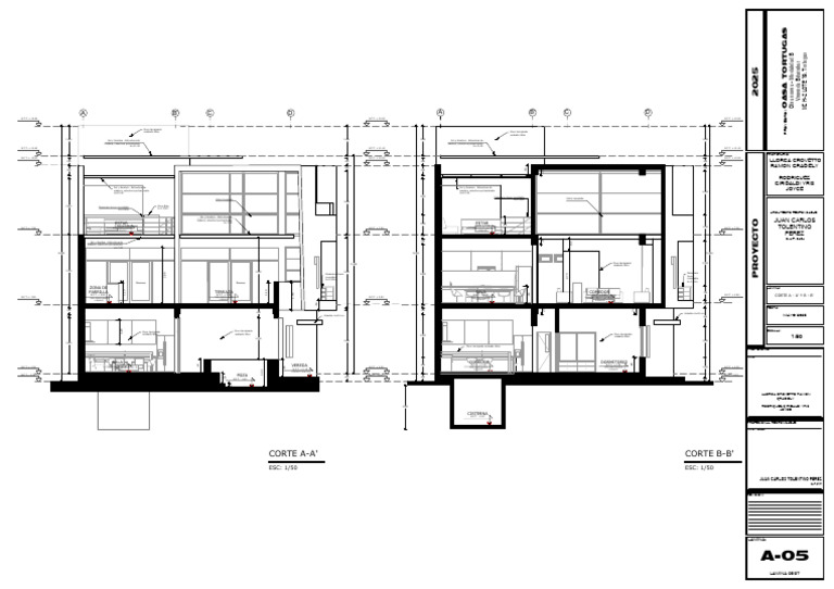 Proyecto Casa Tortugas: Planos y Cortes | PDF
