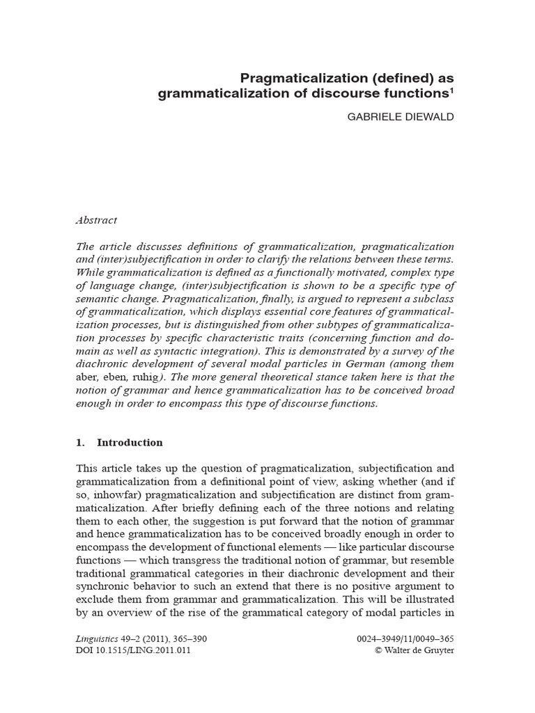 Diewald 2011 | PDF | Grammatical Number | Semantics