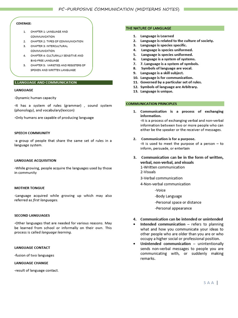 Midterm Notes on Purposive Communication | PDF | Communication ...