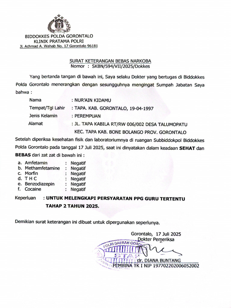 Scan Surat Bebas Napza | PDF