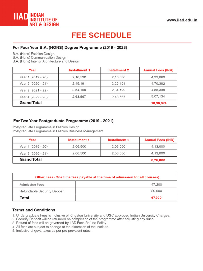 IIAD Fee Structure and Refund Policy | PDF | Payments | Taxes