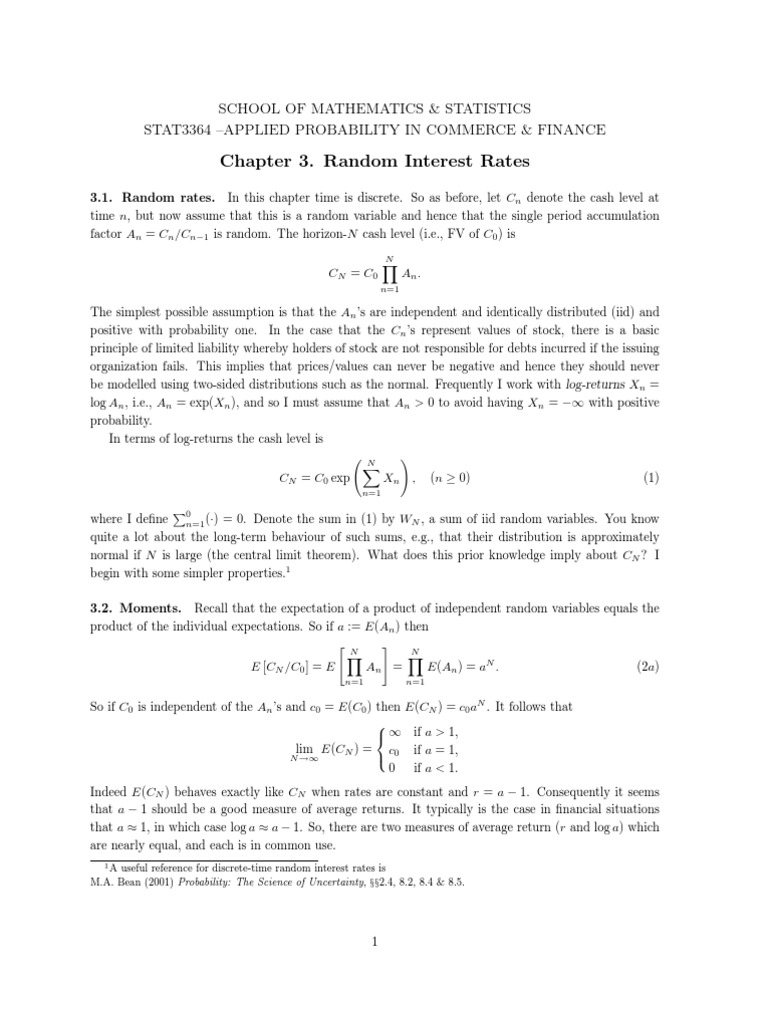 Chapter 3. Random Interest Rates: School of Mathematics & Statistics ...