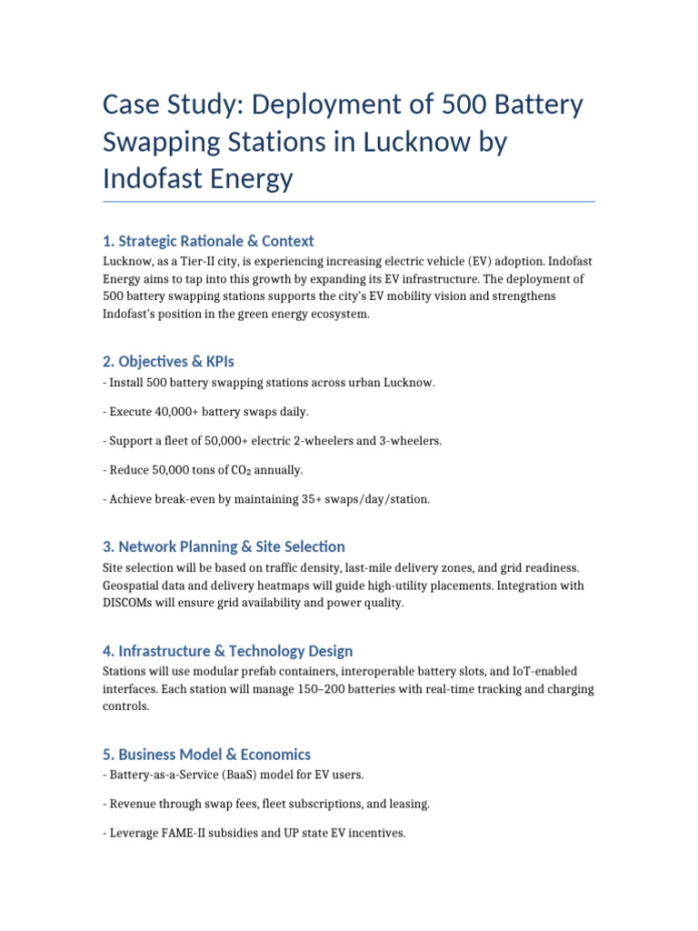 Indofast's 500 EV Battery Swapping Stations | PDF | Infrastructure ...
