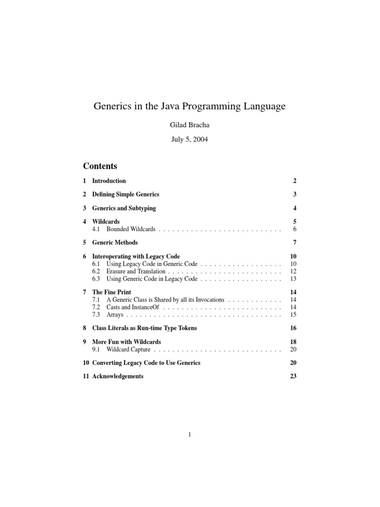 Generics in The Java Programming Language: Gilad Bracha July 5, 2004 ...