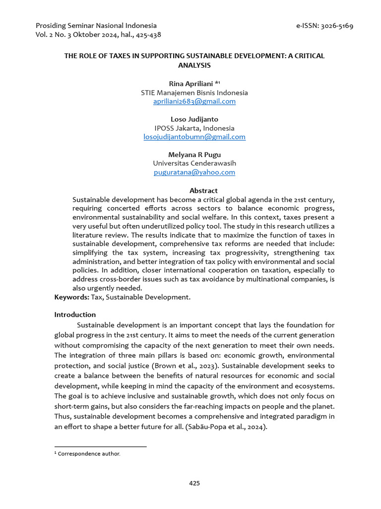 Taxes and Sustainable Development Analysis | PDF | Taxes | Sustainability