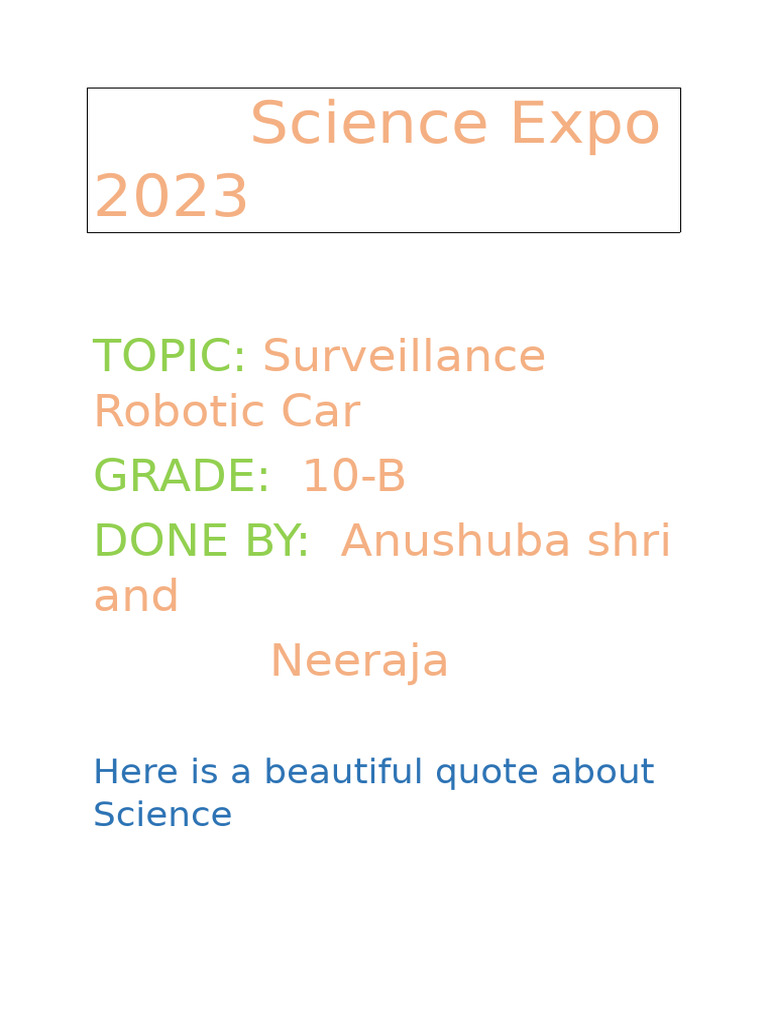 Science Expo 2023 | PDF
