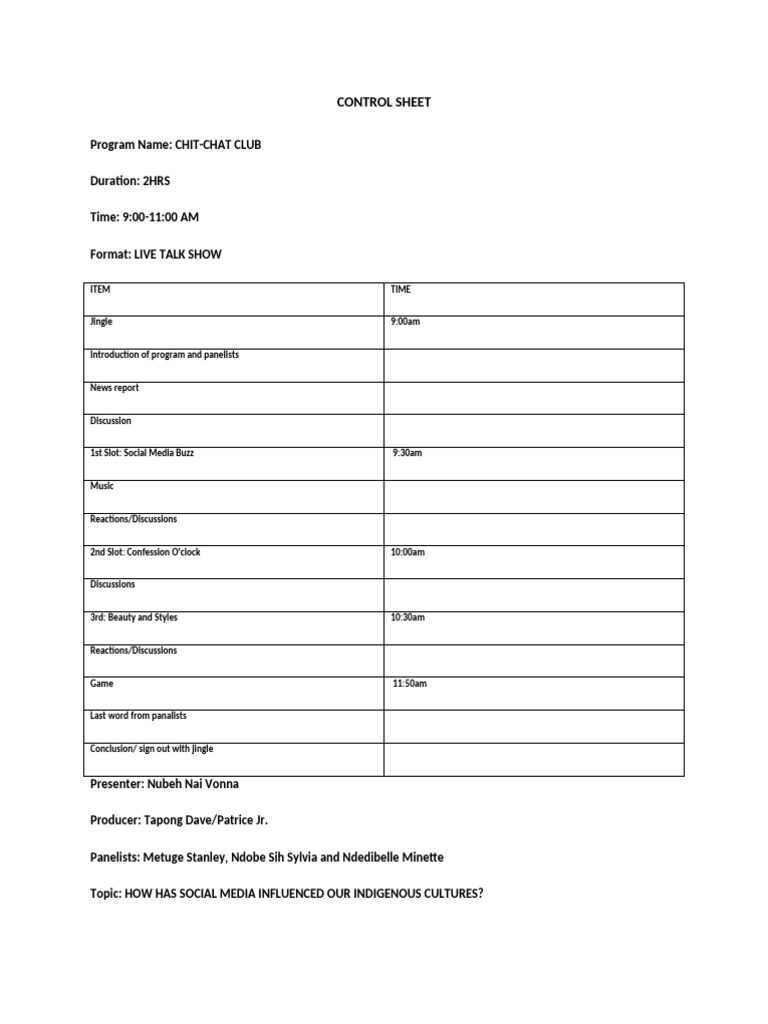 CCC Control Sheet | PDF
