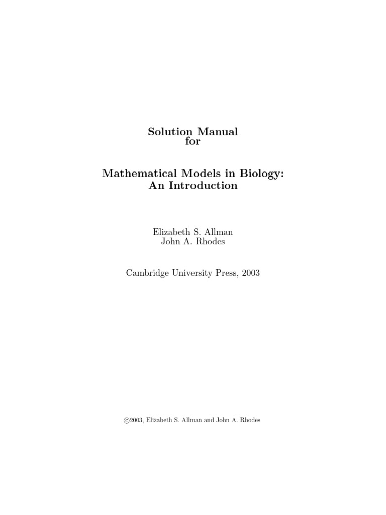 Elizabeth S. Allman, John A. Rhodes - Mathematical Models in Biology ...