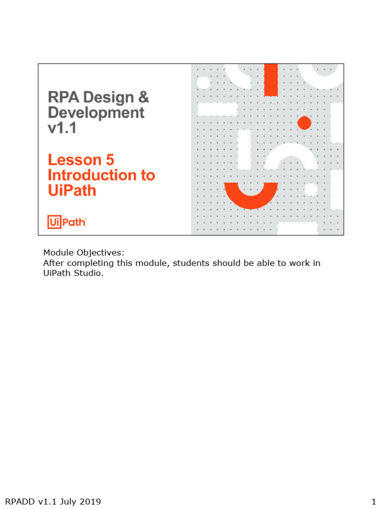 Lesson 05 Introduction To UiPath | PDF | Microsoft Excel | Version Control