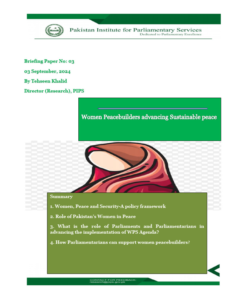 Briefing Paper No 3 Women Peacebuilders Advancing Sustainable Peace ...