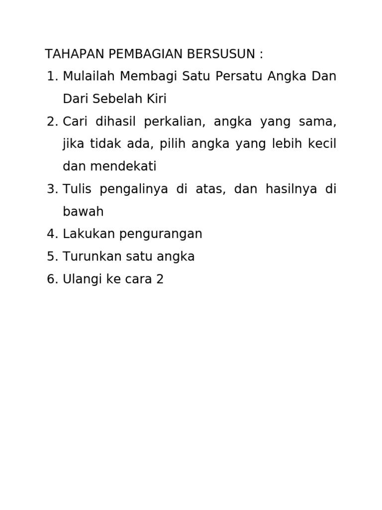 Tahapan Pembagian Bersusun | PDF
