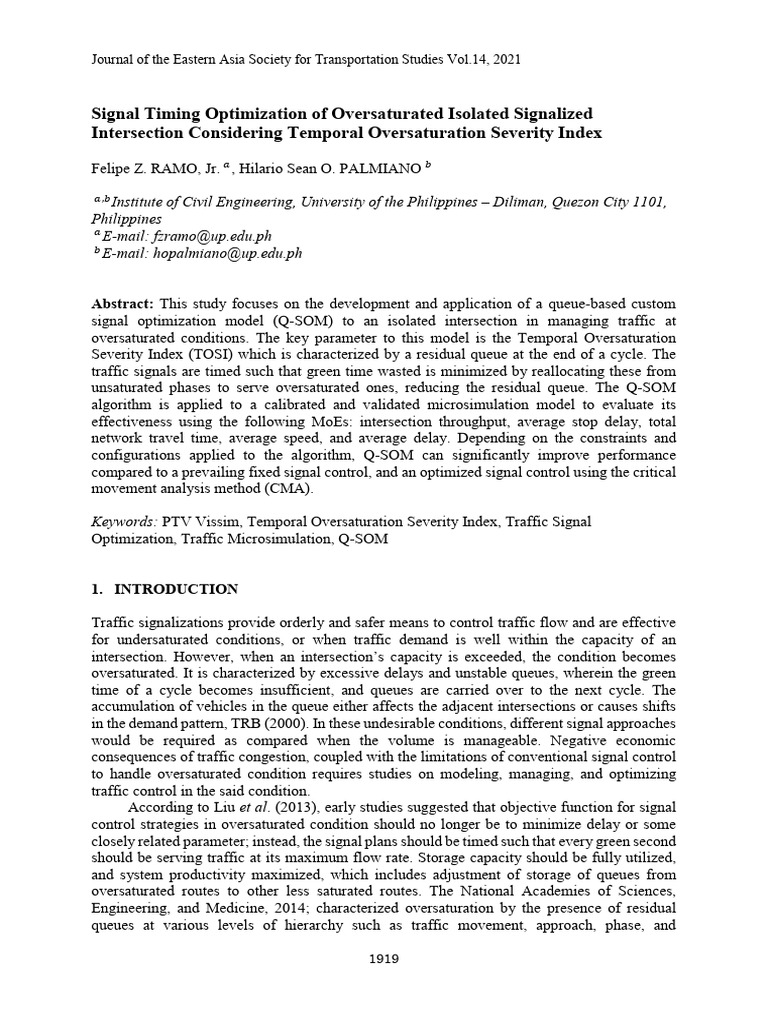 Signal Timing Optimization of Oversaturated Isolated Signalized Intersection Considering ...
