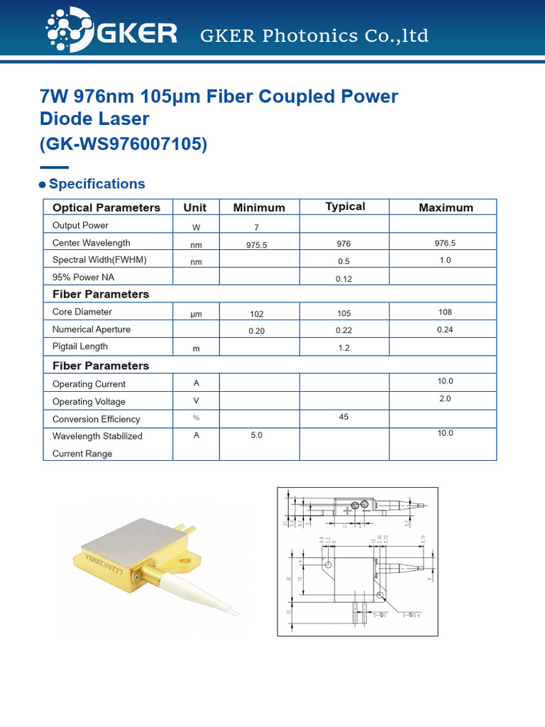 7W 976nm Fiber Coupled Diode Laser | PDF