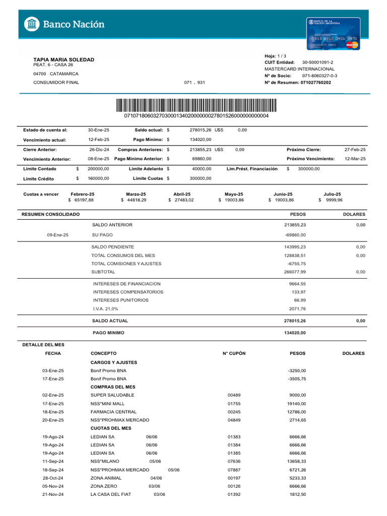 Resumen 20250130 | PDF | Tarjeta de crédito | Interés