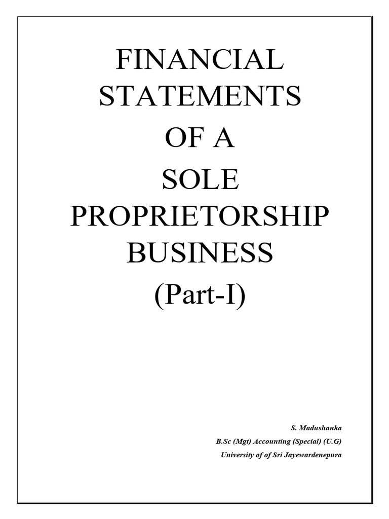 Sole Proprietorship Financial Statements | PDF
