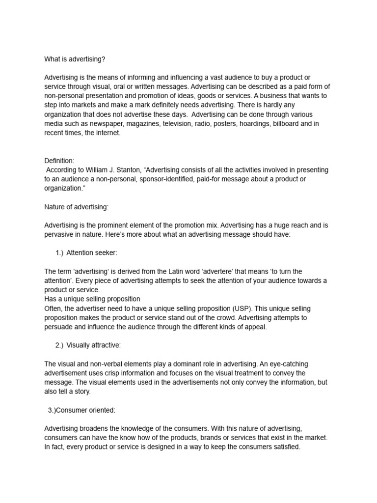 5442advertising and Media Planning Unit-1 | PDF | Promotion And ...