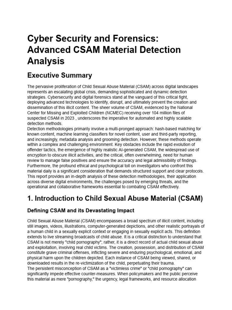 CSAM Detection - Cybersecurity Forensics | PDF | Machine Learning ...