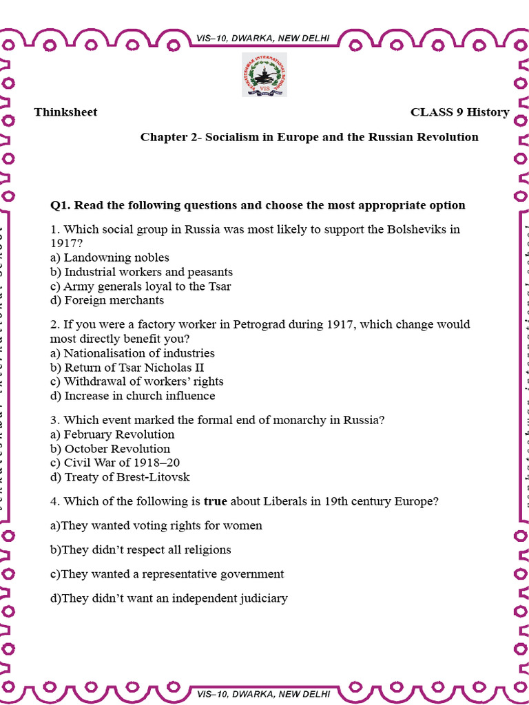 History Ch-Russian Revolution Worksheet | PDF | Russian Revolution ...