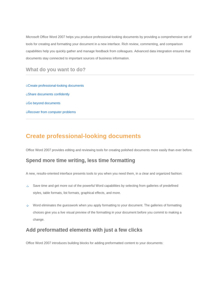 Create Professional-Looking Documents: What Do You Want To Do? | PDF