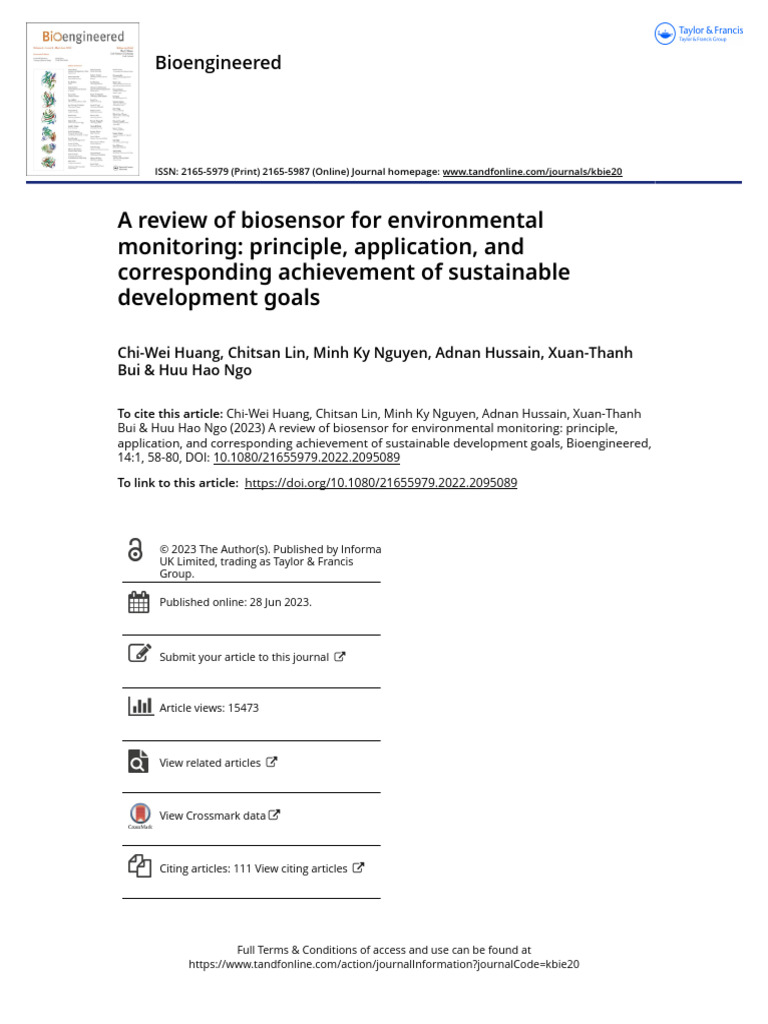 A Review of Biosensor For Environmental Monitoring Principle ...