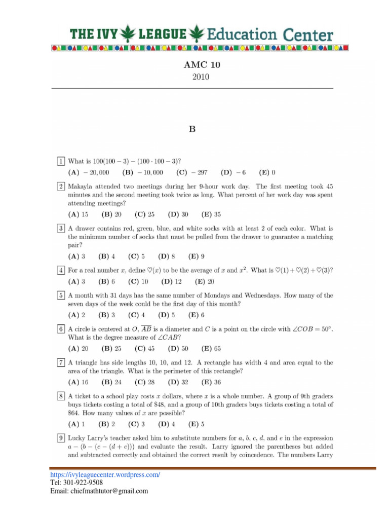 2010 Amc 10b | PDF