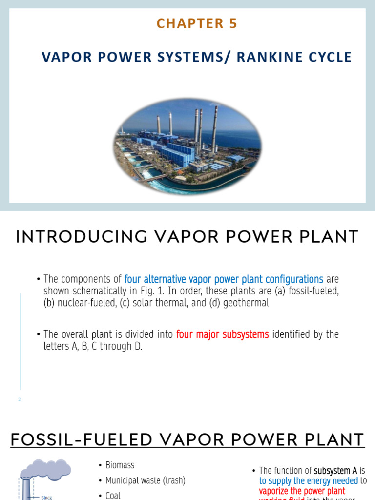 Chapter 5 Vapor Power Systems RANKINE CYCLE | PDF | Boiler | Applied ...