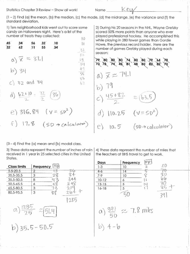 Chapter 3 Review Key | PDF