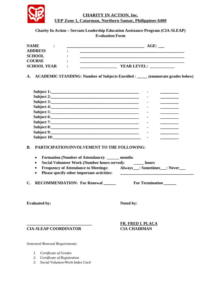 Evaluation Form | PDF