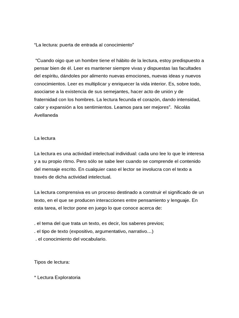 Importancia de la Lectura Comprensiva | PDF | Cognición