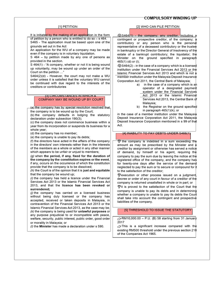 Compulsory Winding Up Procedures | PDF | Liquidation | Bankruptcy