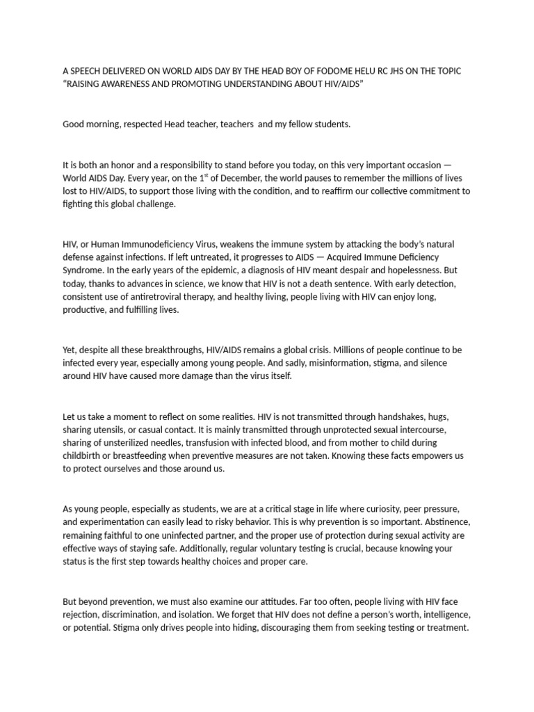 Speech | PDF | Hiv/Aids | Hiv