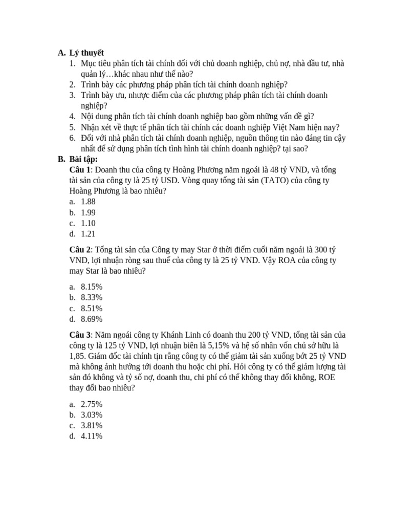 Bài tập ôn tập PTTC | PDF
