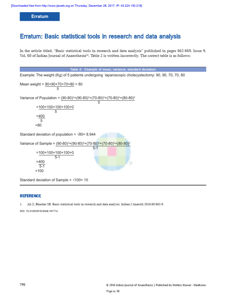 10.basic Statistical Tools II Erratum | PDF