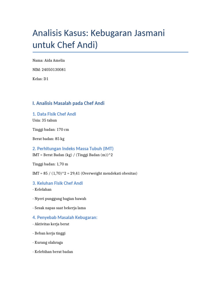 Program Kebugaran untuk Chef Andi | PDF