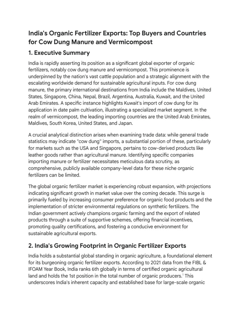 India's Manure, Compost Export Data | PDF | Manure | Organic Farming