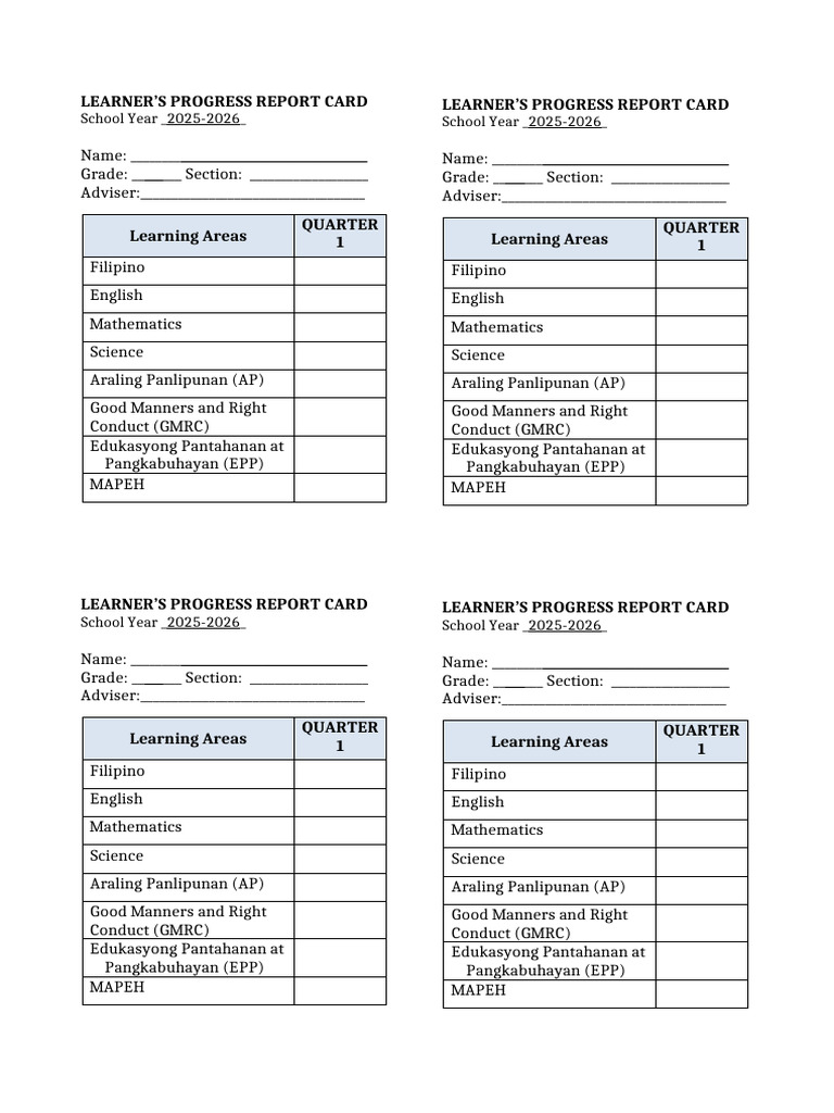 SF 9 - ES ( (Learner's Progress Report Card) | PDF