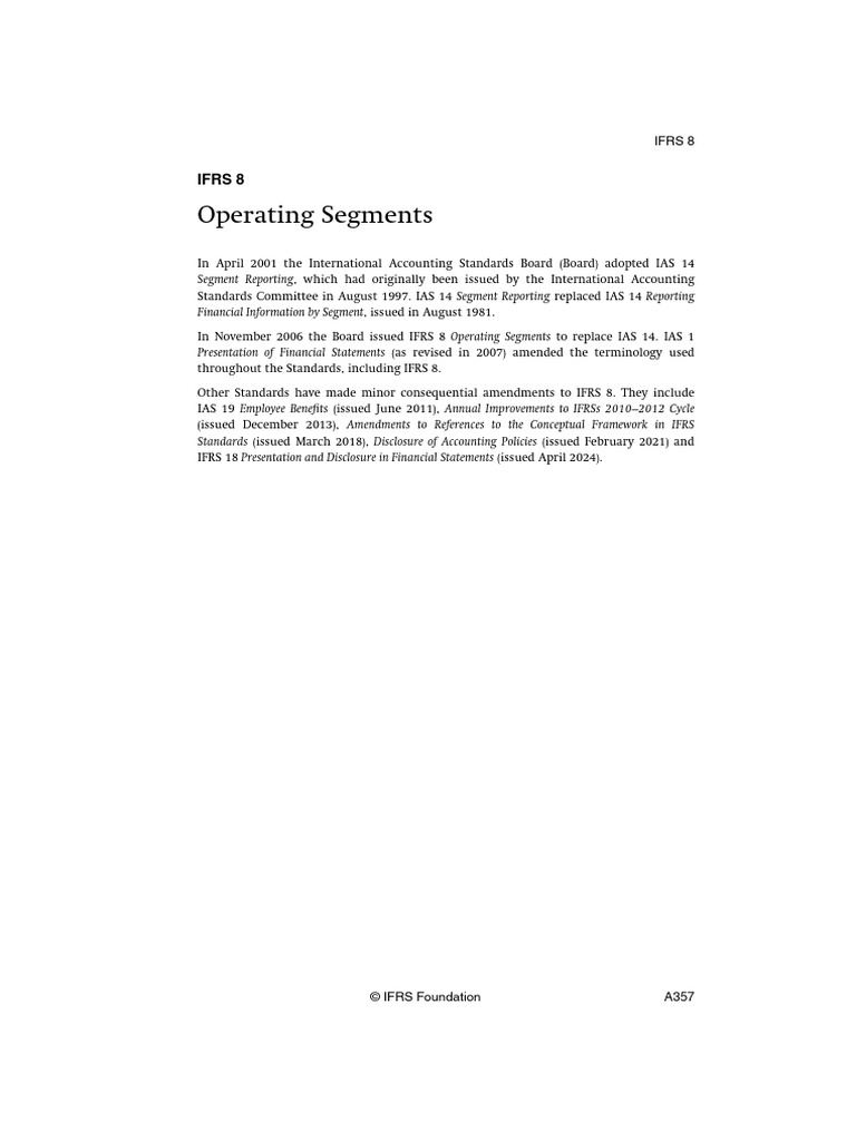 IFRS 8: Operating Segments Overview | PDF | International Financial ...