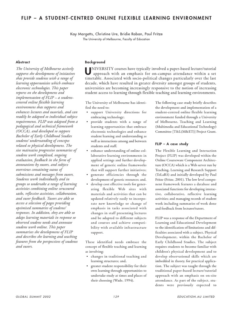 FLIP: Student-Centered Online Learning | PDF | Learning | Cognition