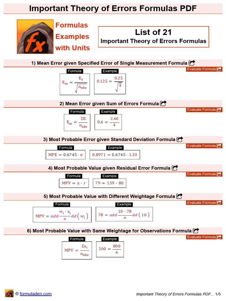 Key Error Formulas Explained | PDF | Errors And Residuals | Standard Error