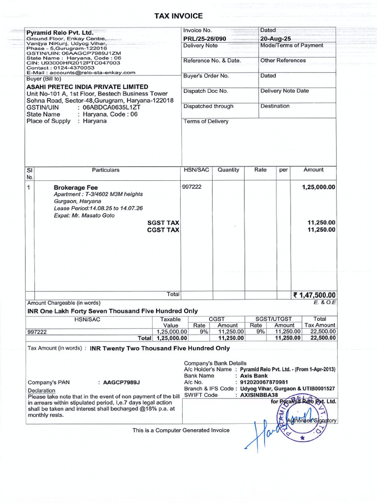 Brokerage Invoice | PDF