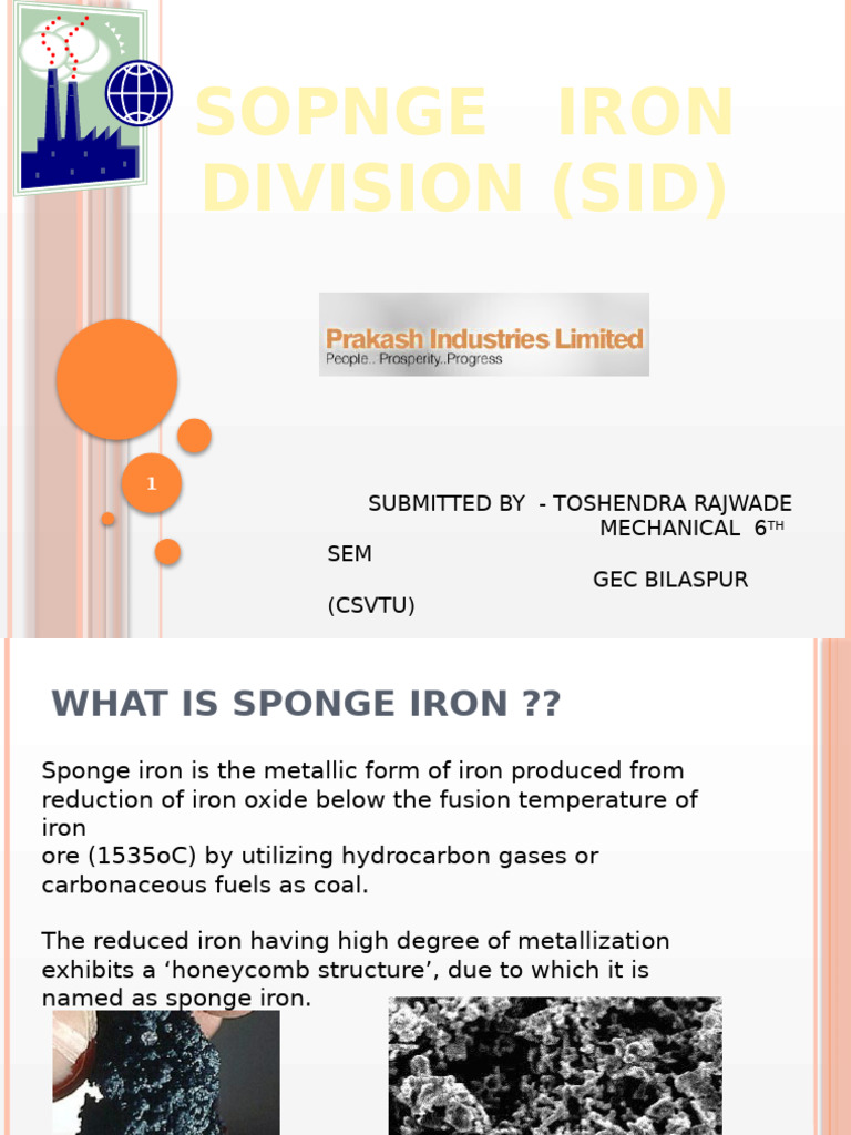 Sponge Iron Division Overview | PDF | Iron | Waste