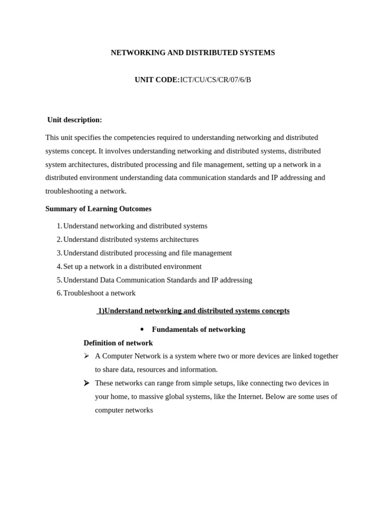 Networking and Distributed Systems | PDF | Transmission Medium ...