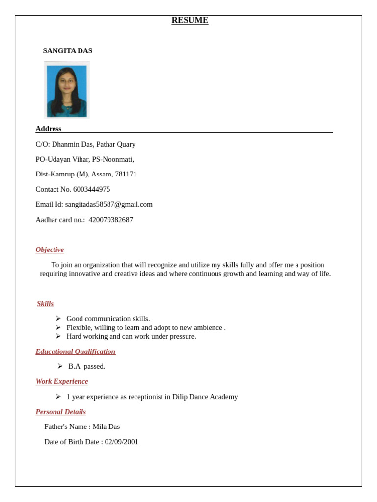 RESUME Barnali | PDF