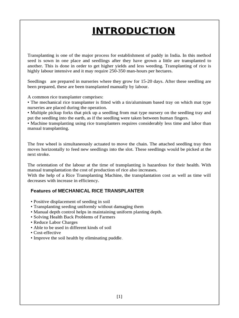 Benefits of Mechanical Rice Transplanters | PDF | Rice | Gear